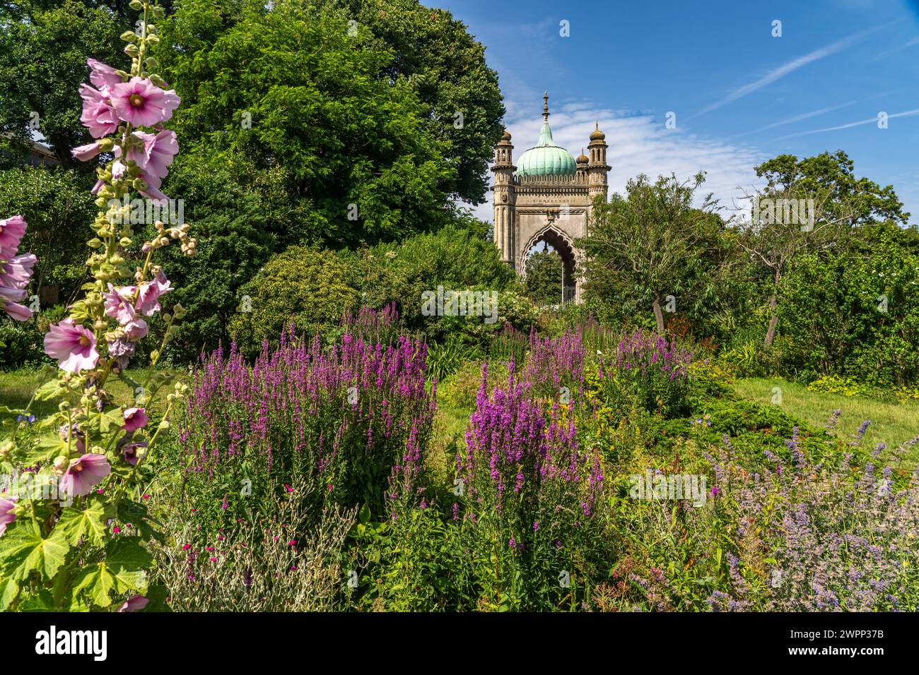 Garden and north entrance of the Royal Pavilion in the seaside resort ...