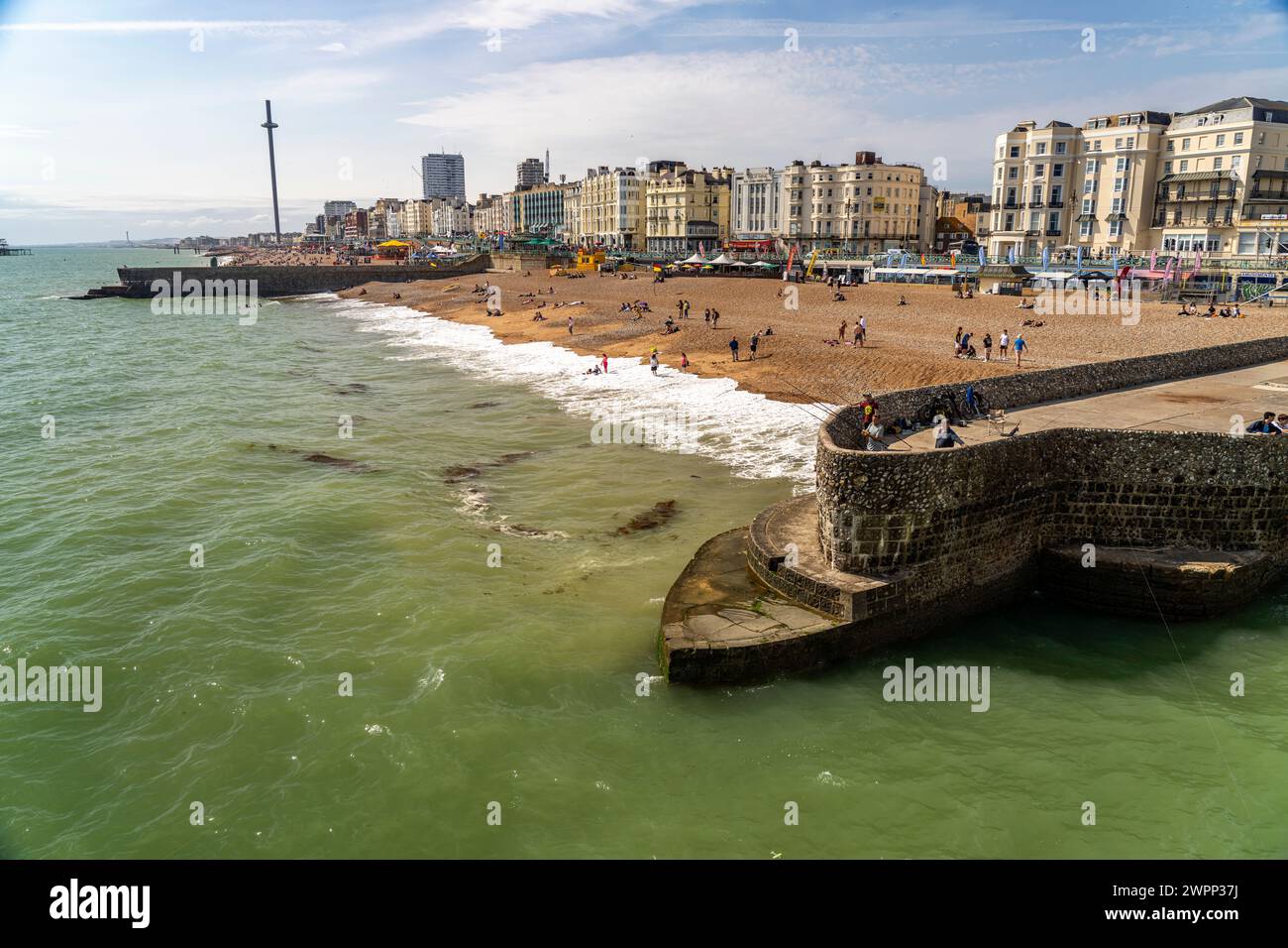 On the beach in the seaside resort of Brighton, England, Great Britain ...