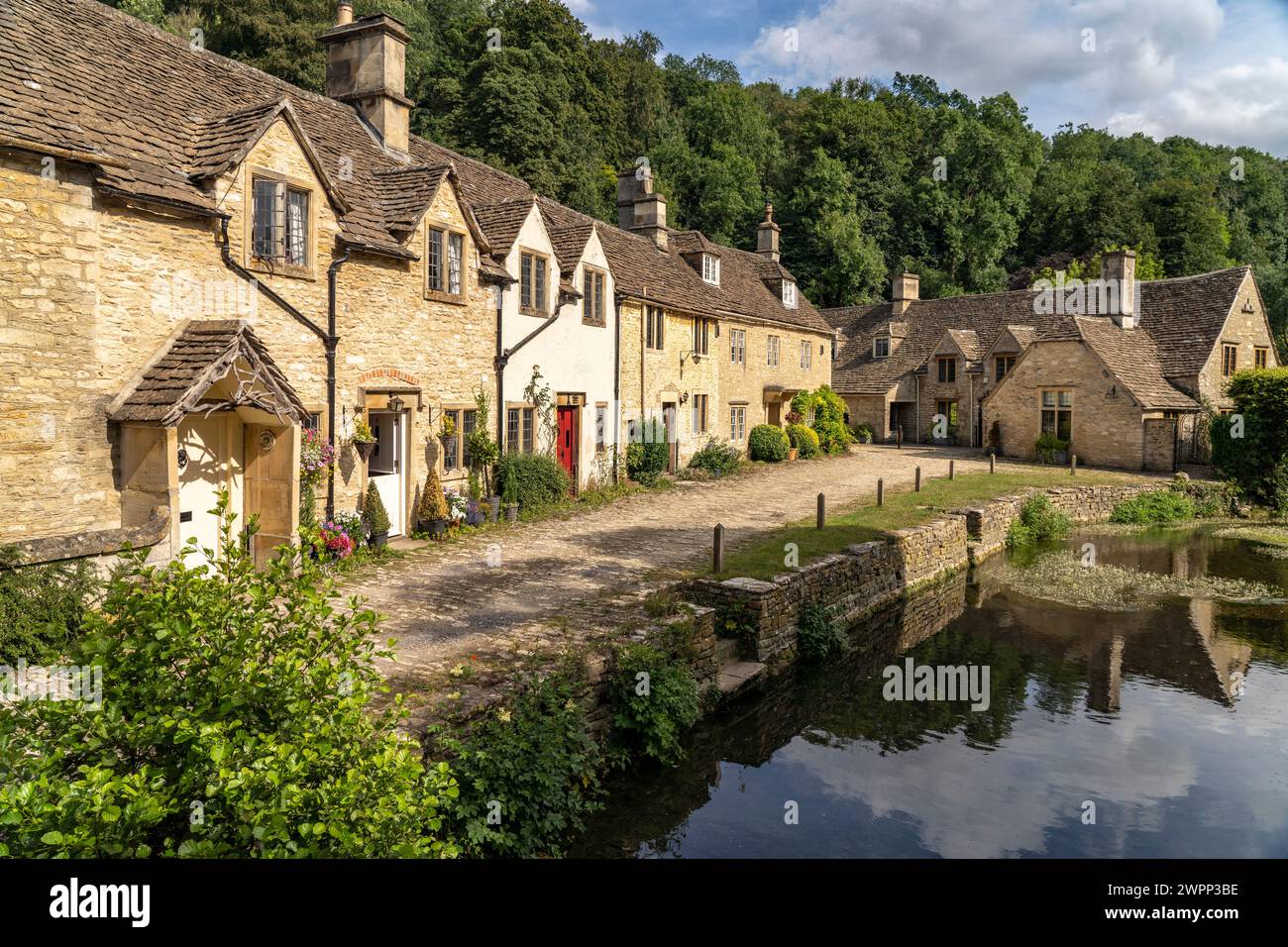 The village of Castle Combe on the River Bybrook, Cotswolds, Wiltshire ...