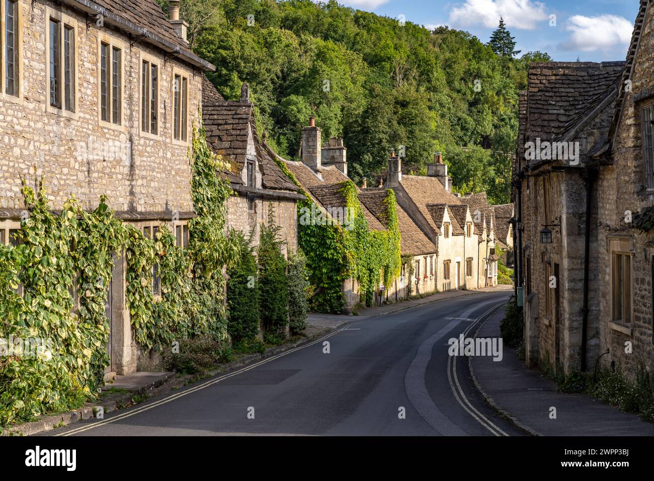 Main street in the village of Castle Combe, Cotswolds, Wiltshire ...