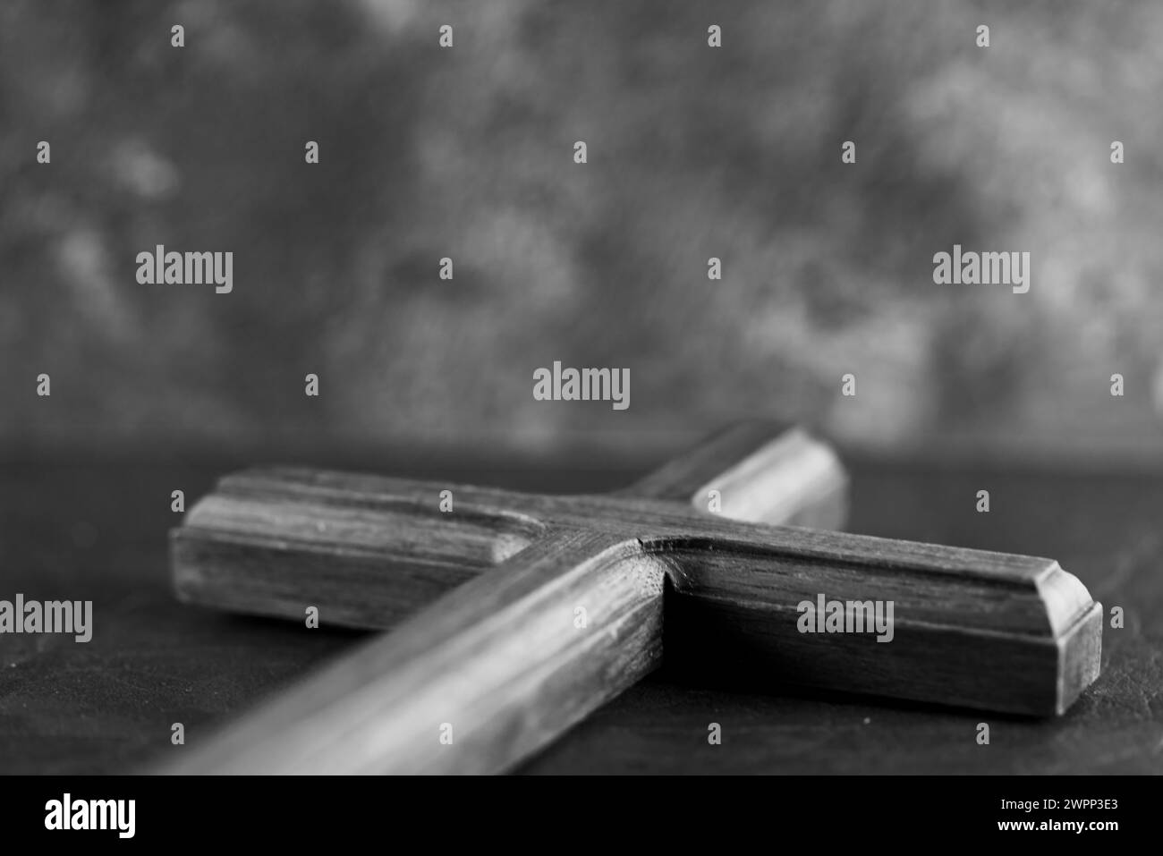 selective crucifix wood cross black and white background for multi ...