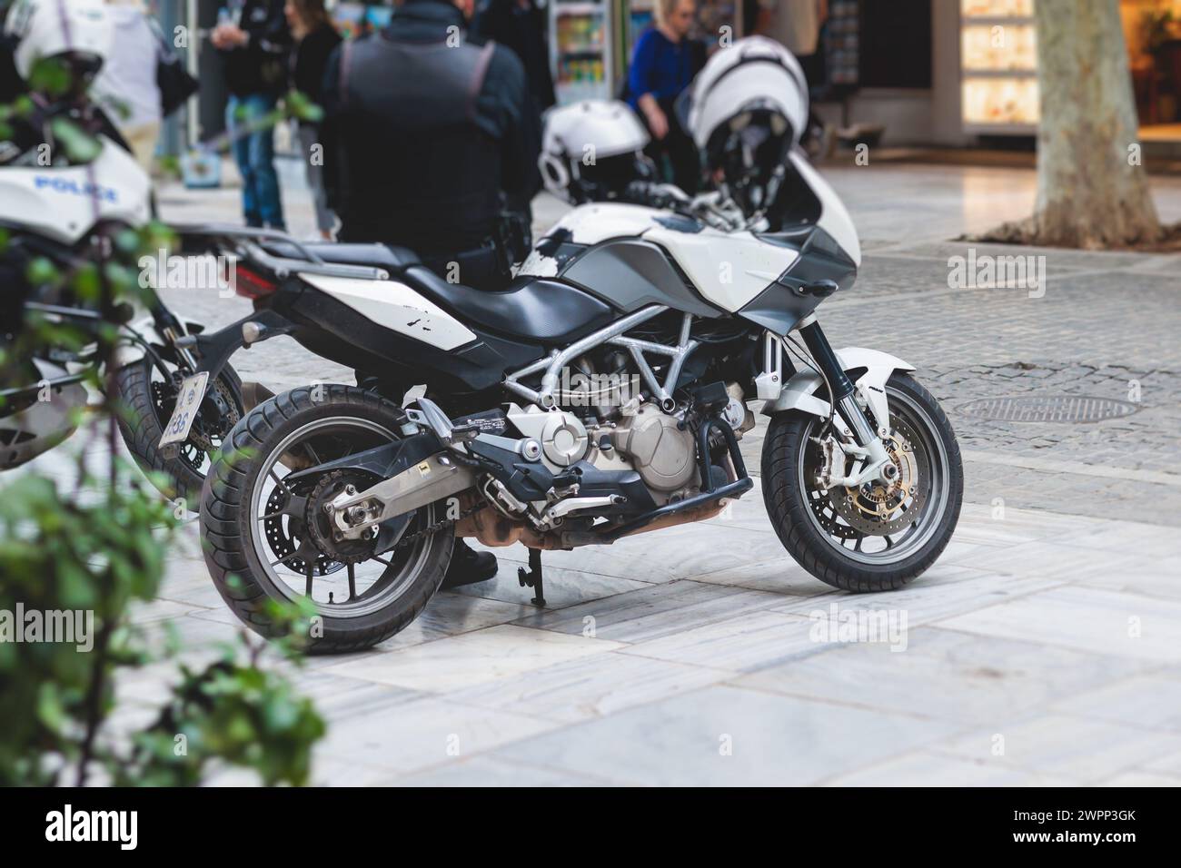 Hellenic Police, Greek police squad on duty riding bike and motorcycle ...