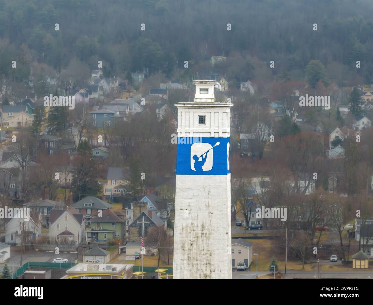 Corning, NY, USA - 03-02-2024 - Cloudy winter aerial image of the ...