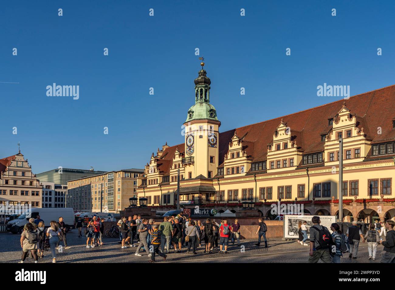 Market Square and Old Town Hall in Leipzig, Saxony, Germany Stock Photo ...