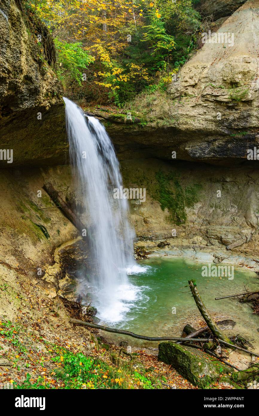Germany, Bavaria, Scheidegg, Scheidegg Waterfalls, second waterfall ...