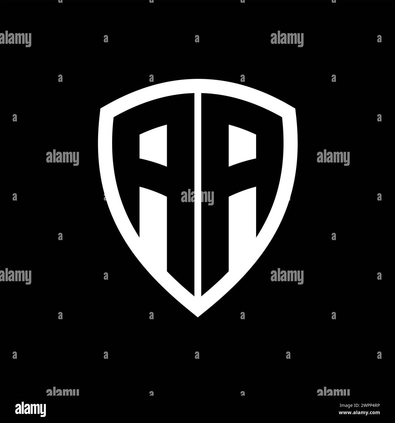 AA monogram logo with bold letters shield shape with black and white ...