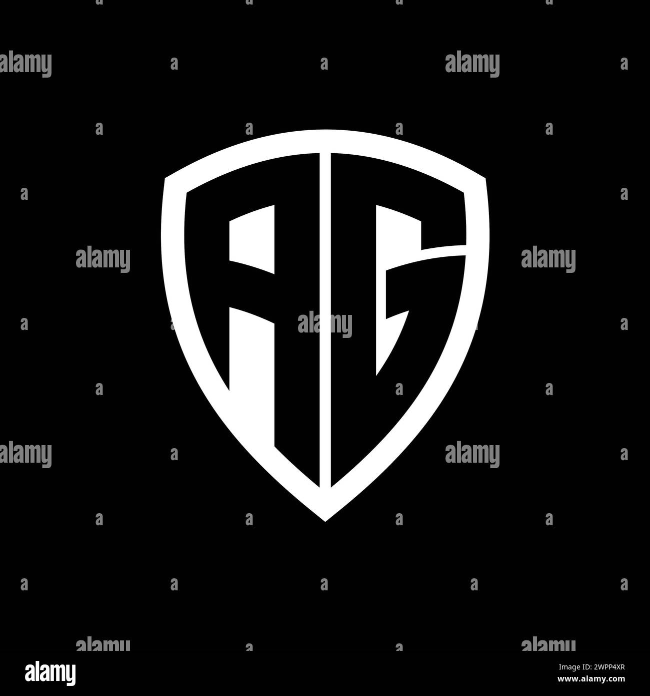 AG monogram logo with bold letters shield shape with black and white ...