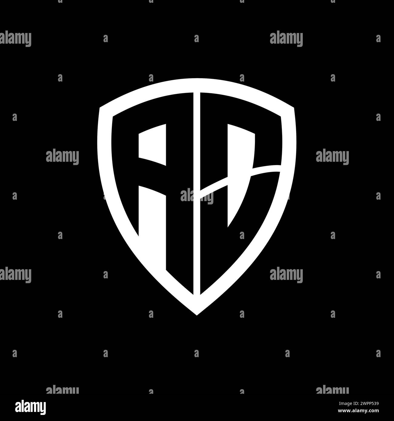 AO monogram logo with bold letters shield shape with black and white ...