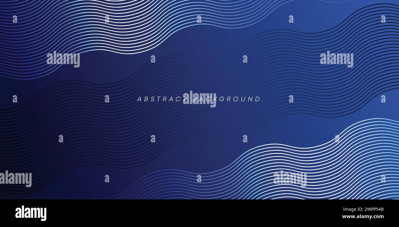 Abstract geometric lines dark blue glowing background. stripe line art ...