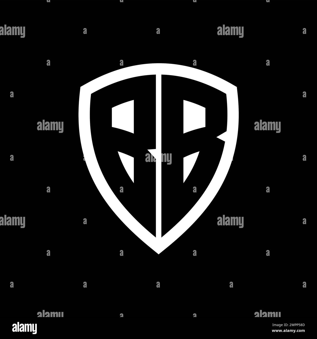 BB monogram logo with bold letters shield shape with black and white ...