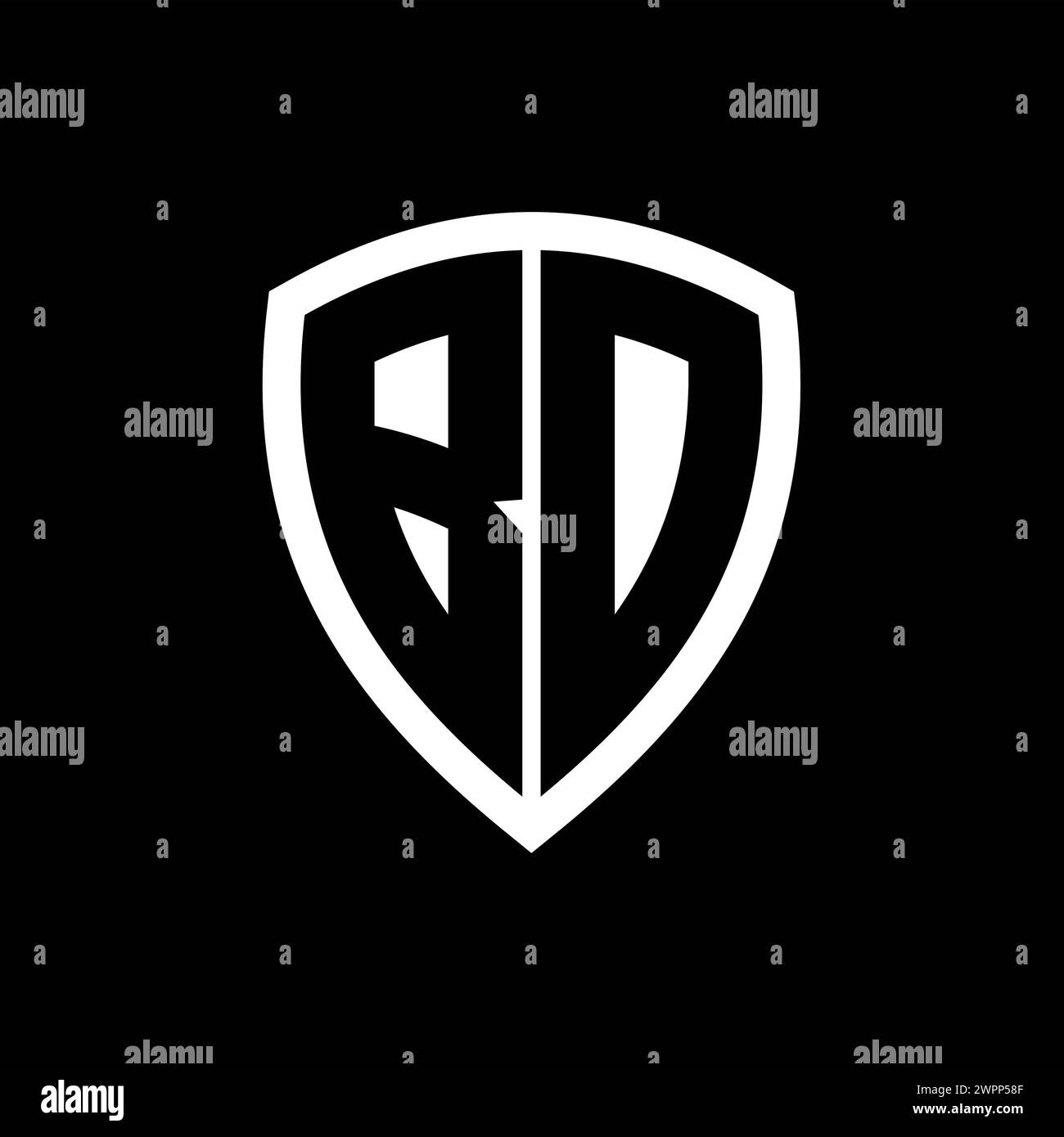 BD monogram logo with bold letters shield shape with black and white ...