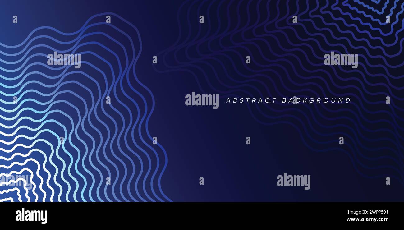 Abstract geometric lines dark blue glowing background. stripe line art ...