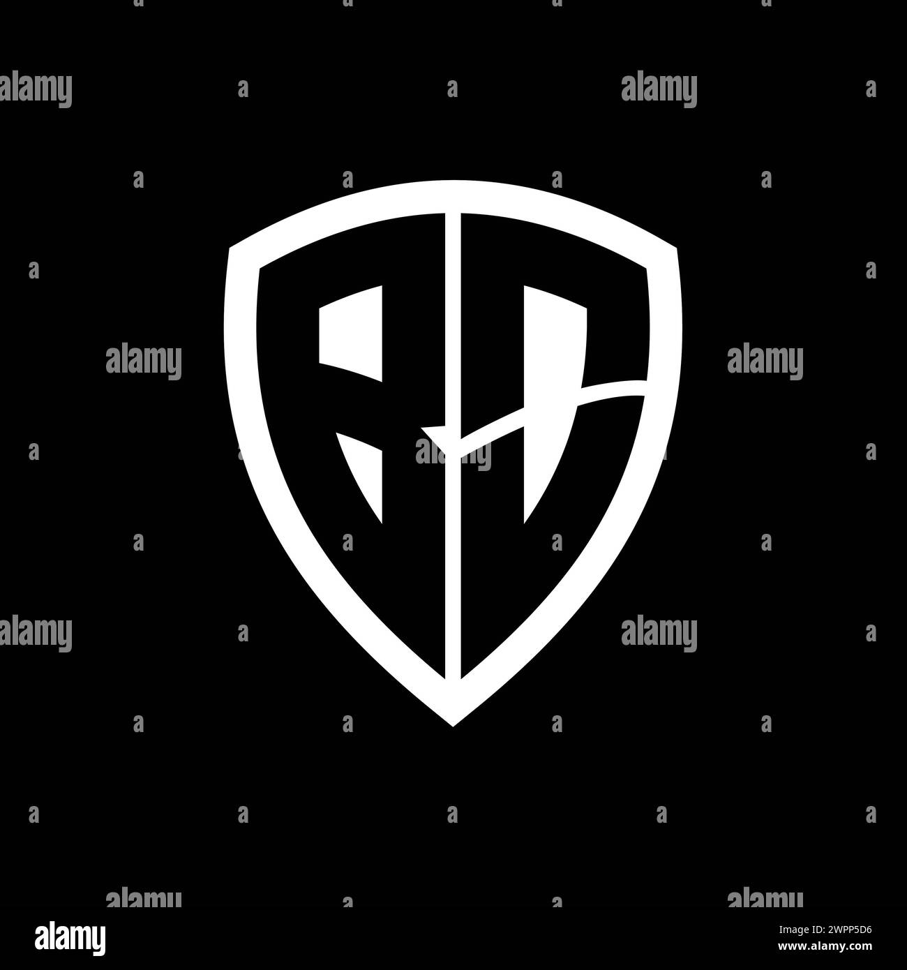 BO monogram logo with bold letters shield shape with black and white color design template Stock ...