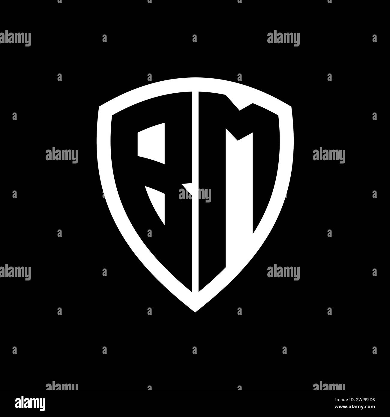 BM monogram logo with bold letters shield shape with black and white ...