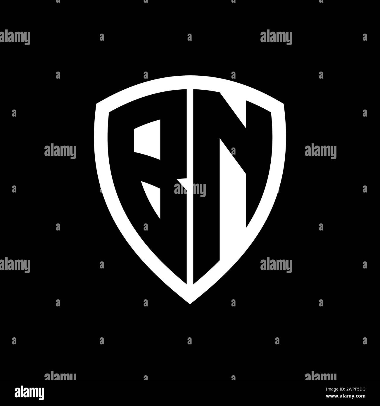 BN monogram logo with bold letters shield shape with black and white ...