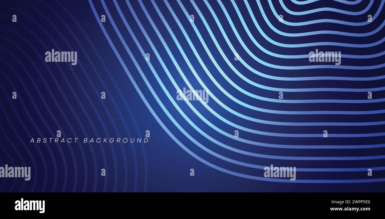 Abstract geometric lines dark blue glowing background. stripe line art ...
