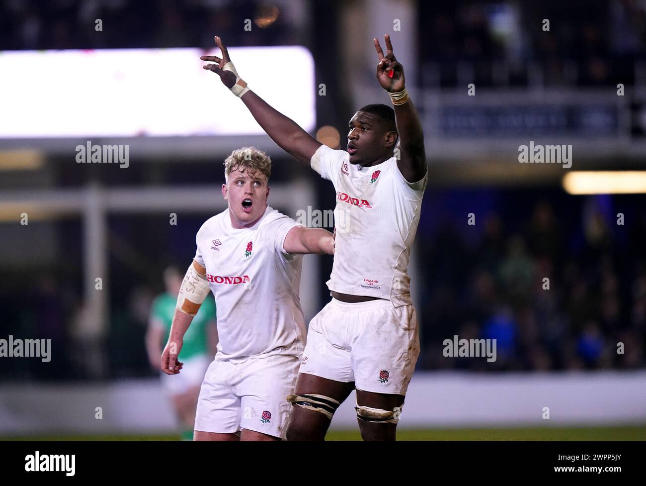 England's Junior Kpoku celebrates during the 2024 U20 Six Nations ...
