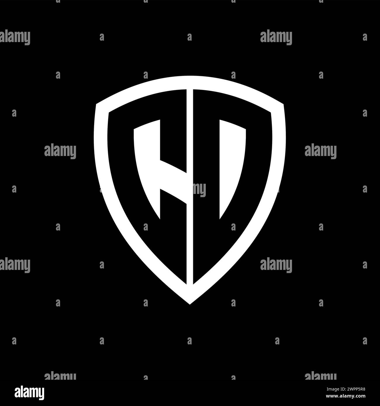 CD monogram logo with bold letters shield shape with black and white ...
