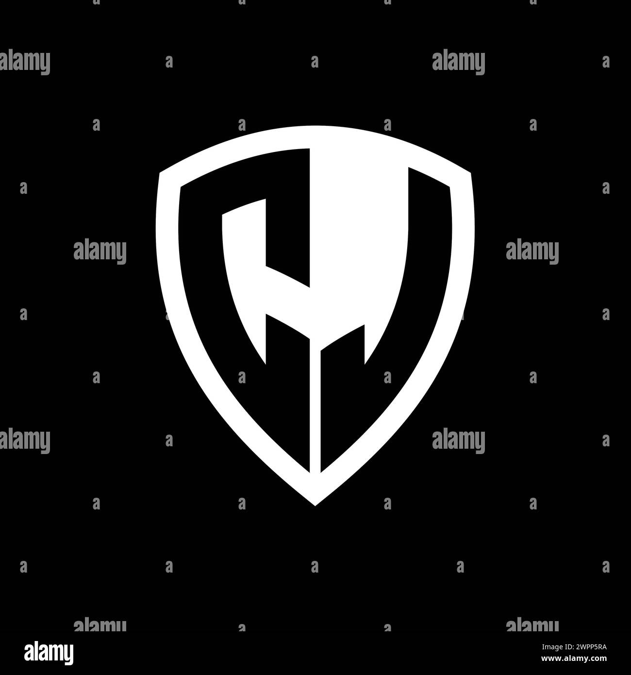 CJ monogram logo with bold letters shield shape with black and white ...