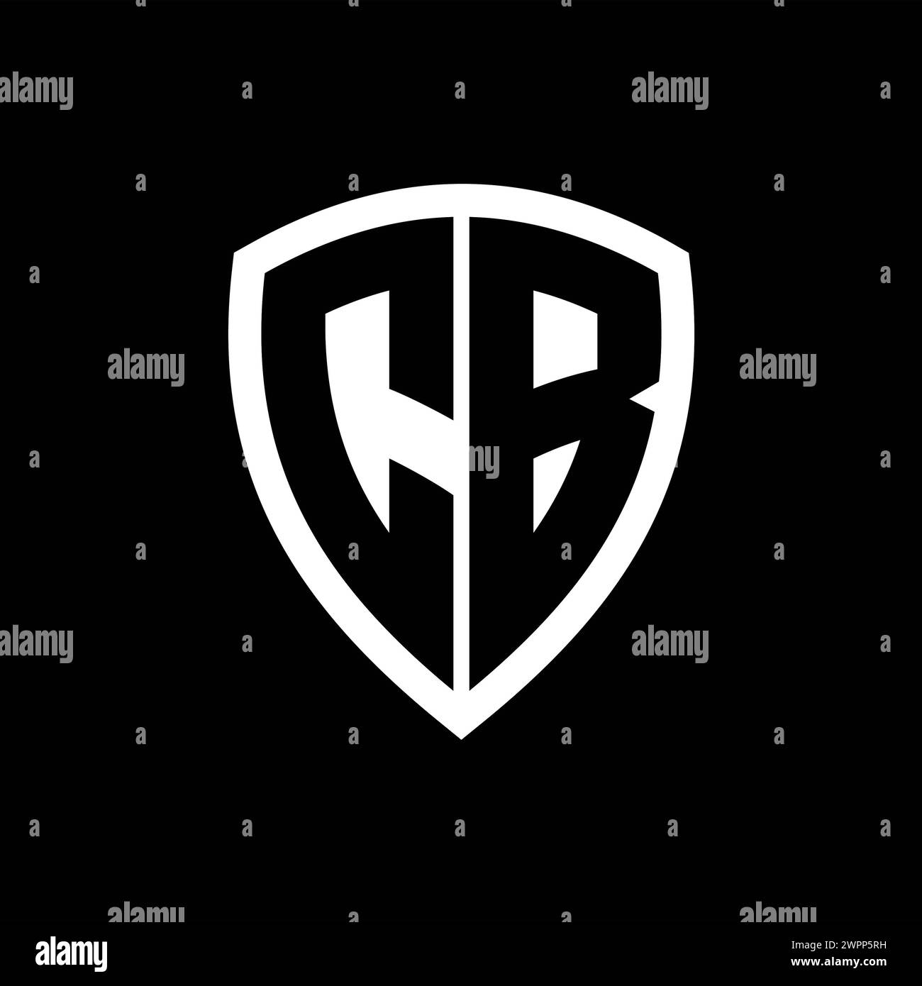 CB monogram logo with bold letters shield shape with black and white ...
