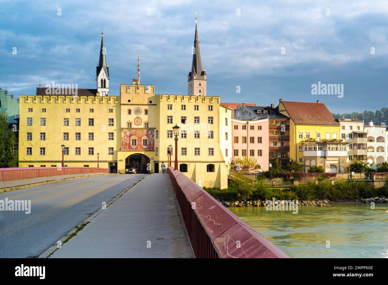 Wasserburg am Inn, Brucktor with Inn riverbank and old town, Upper ...