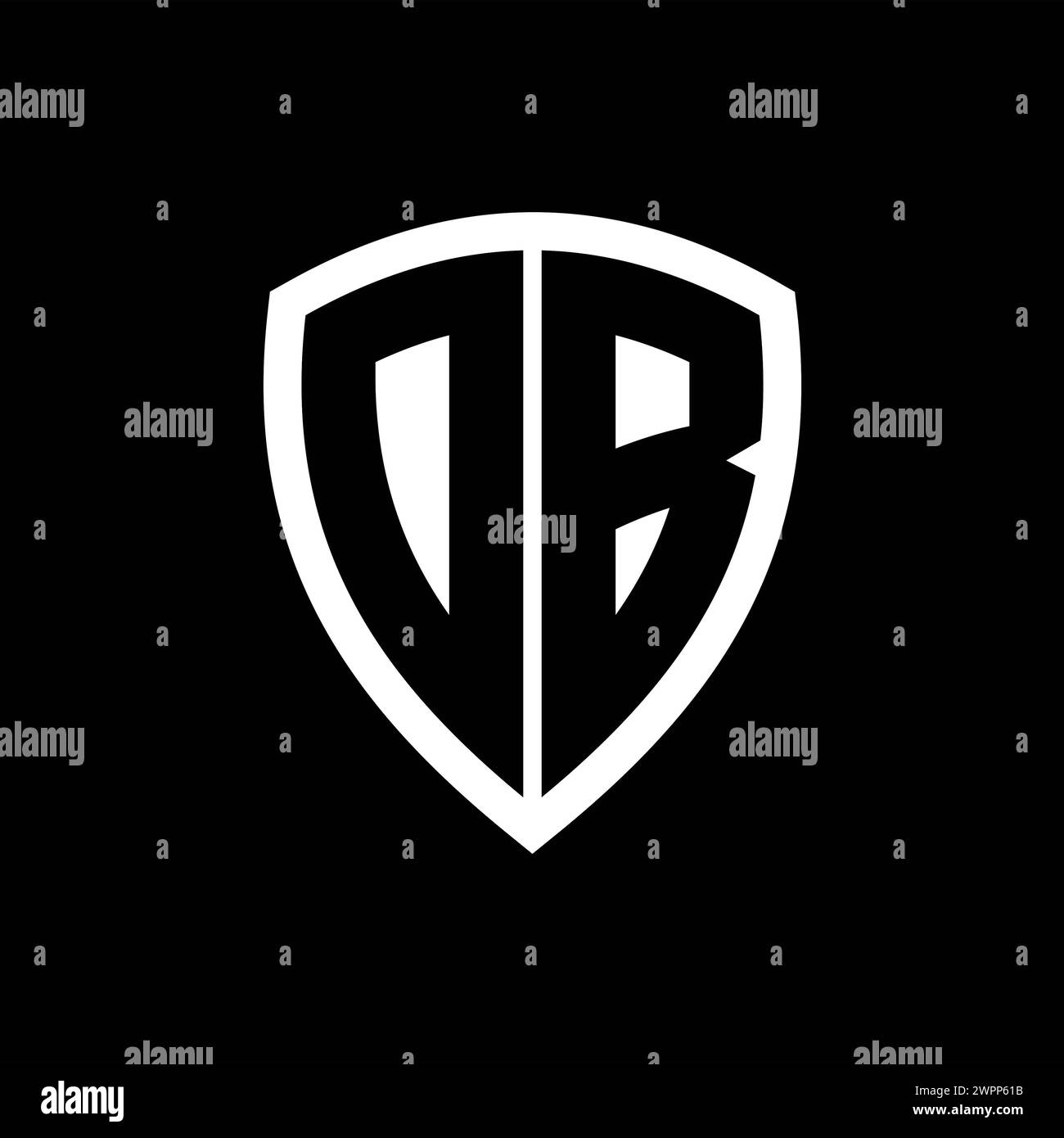 DB monogram logo with bold letters shield shape with black and white ...