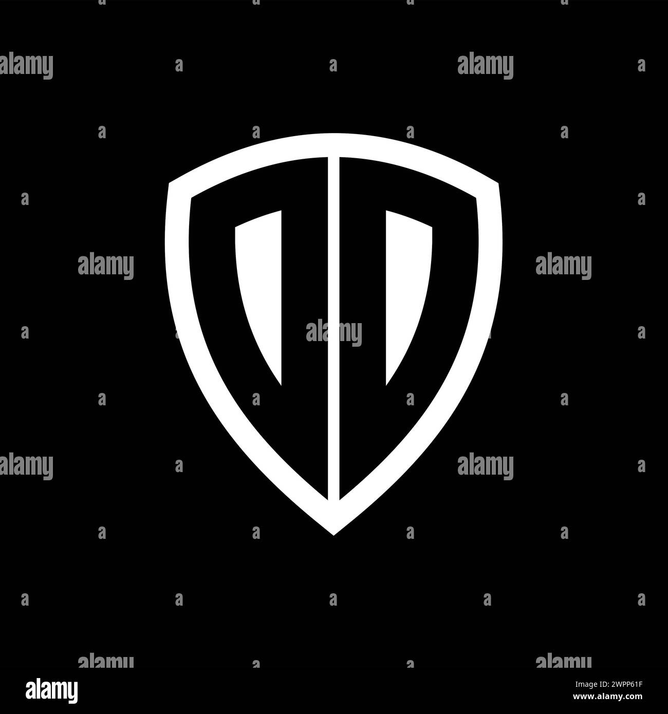 DD monogram logo with bold letters shield shape with black and white ...