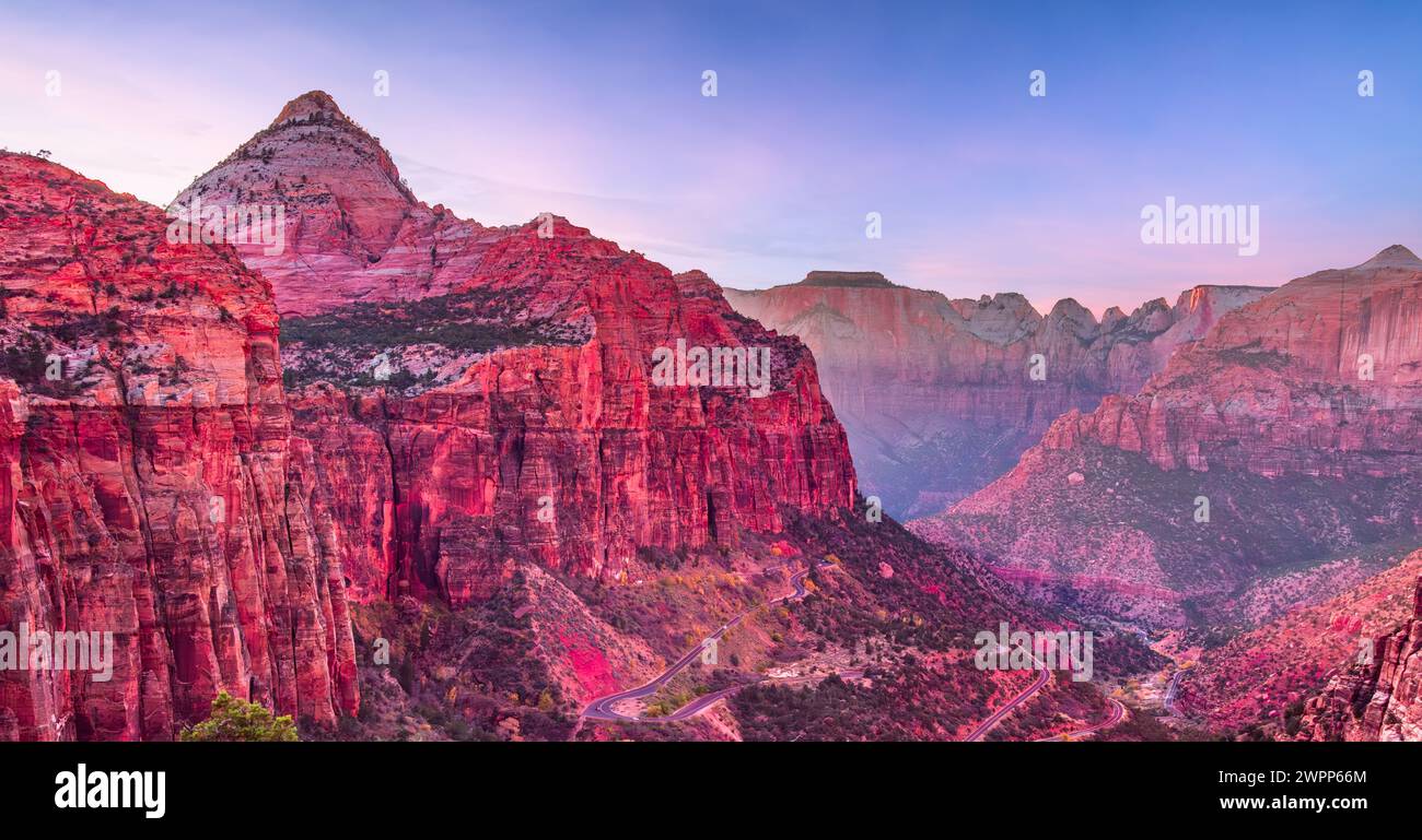 Desert Landscape with Red Rock, trees, and mountains. Sunny Sky. Utah ...