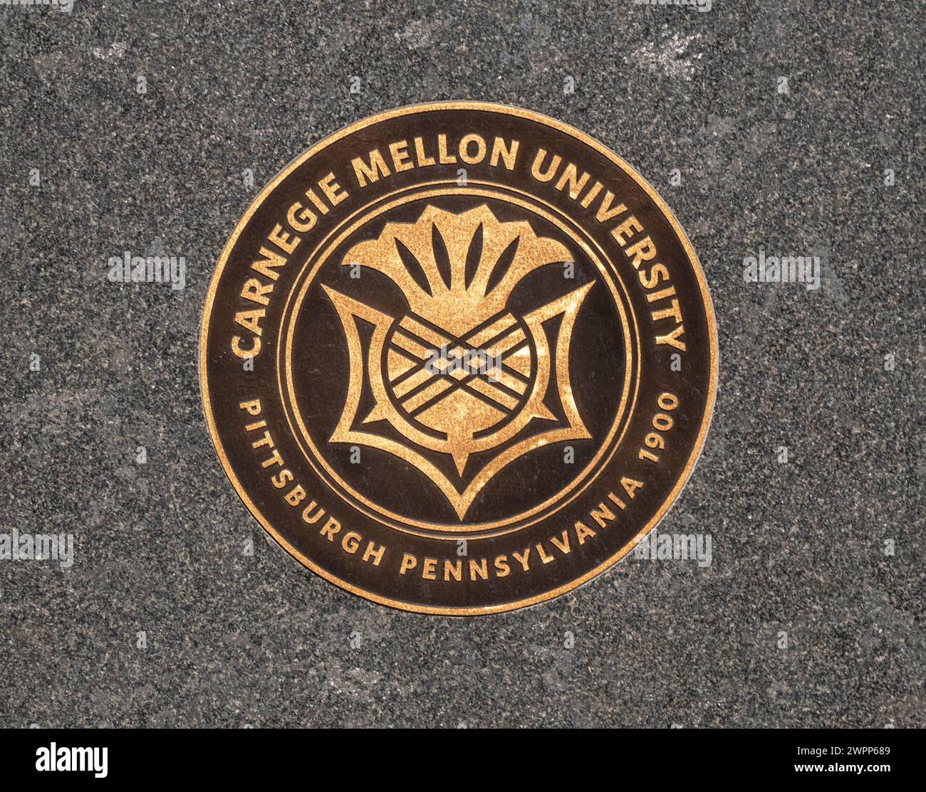 The logo for Carnegie Mellon University on a building on campus in ...
