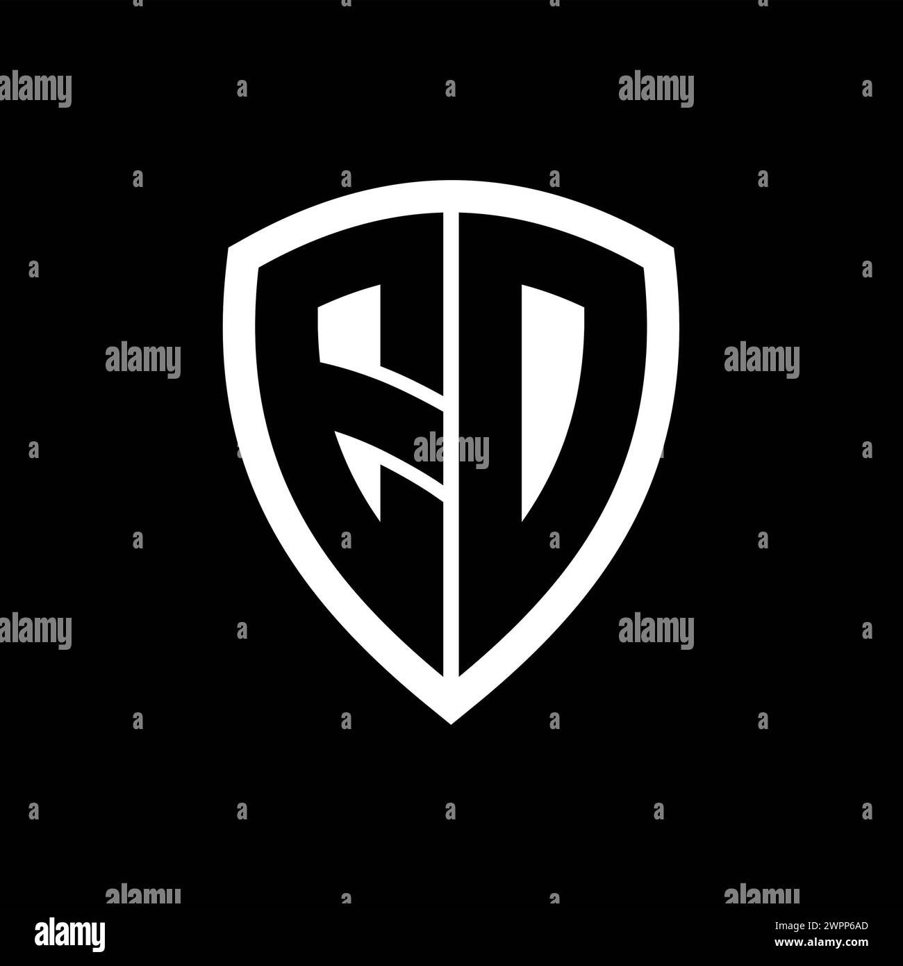 ED monogram logo with bold letters shield shape with black and white ...