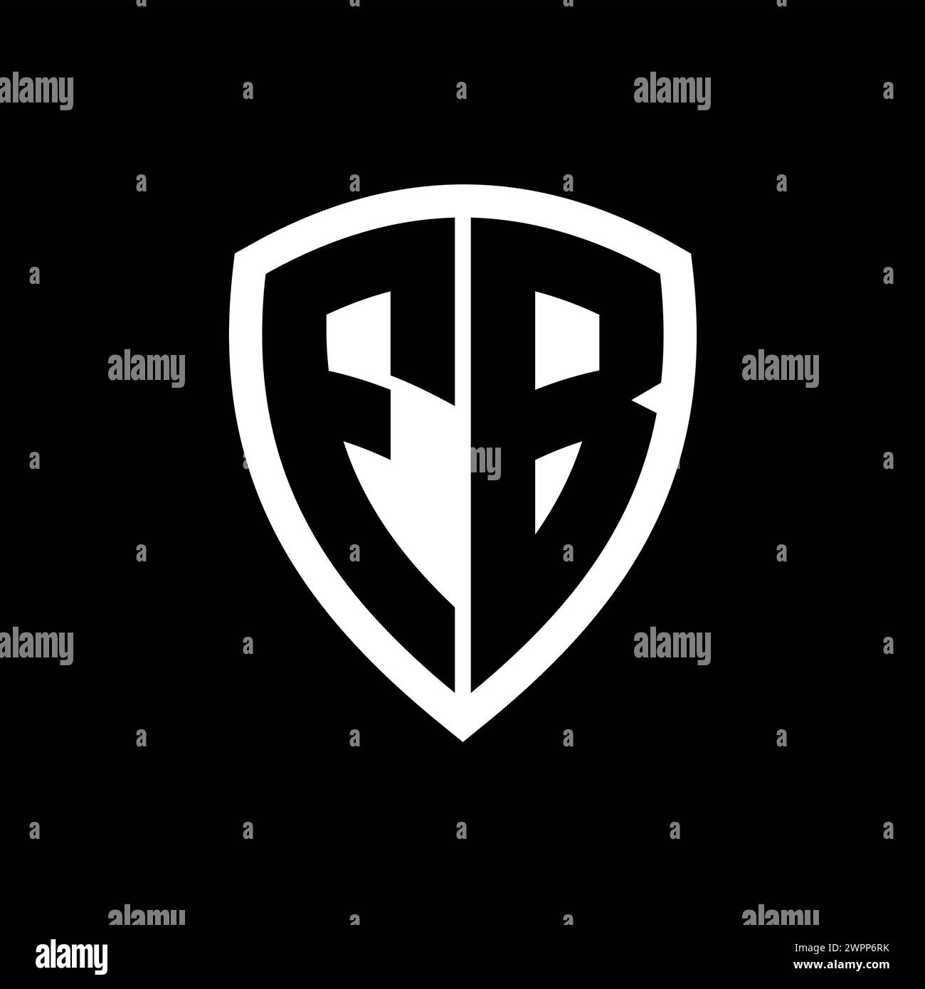 FB monogram logo with bold letters shield shape with black and white ...