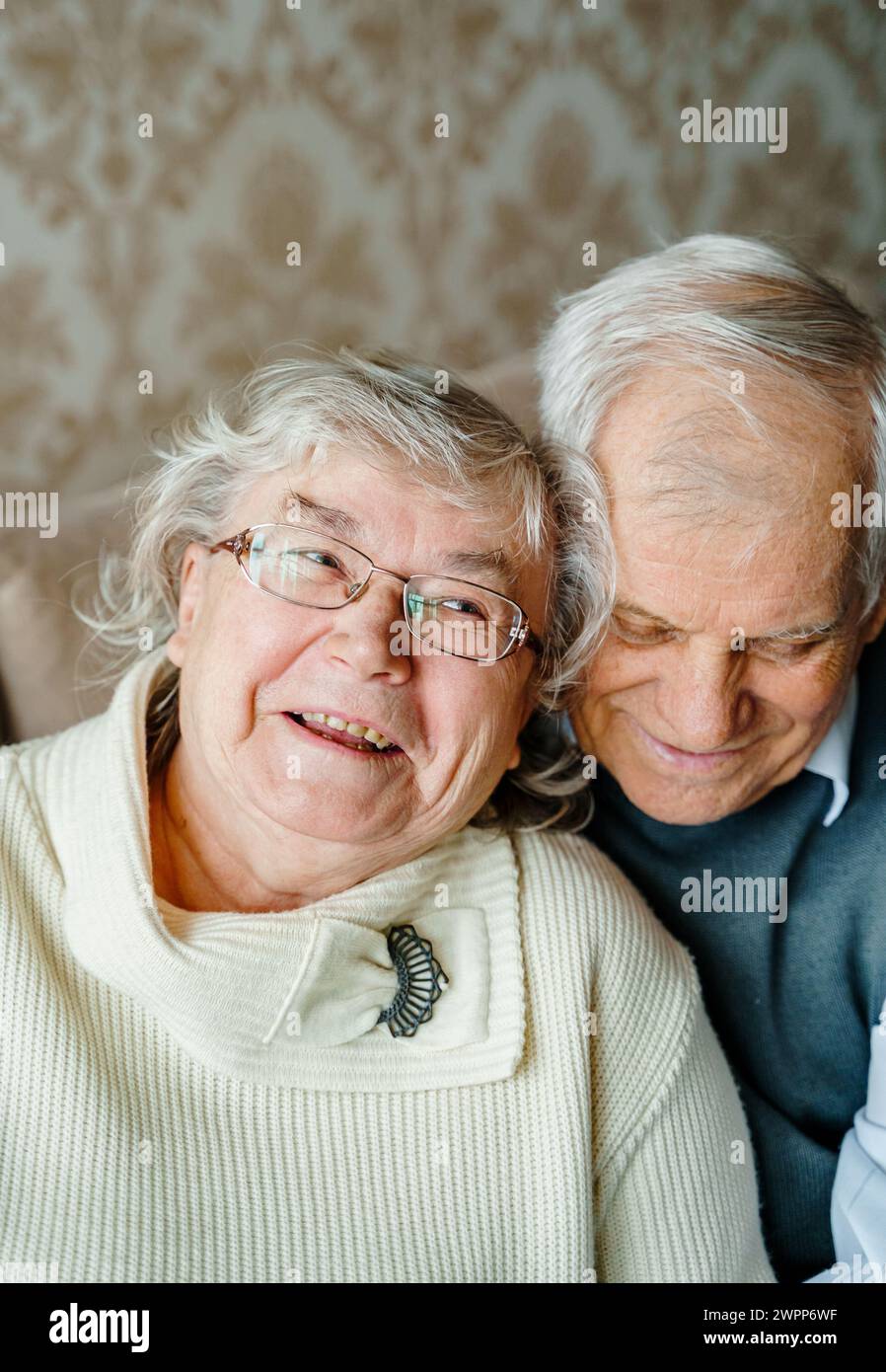 Elderly senior romantic love couple. Old retired man woman together ...