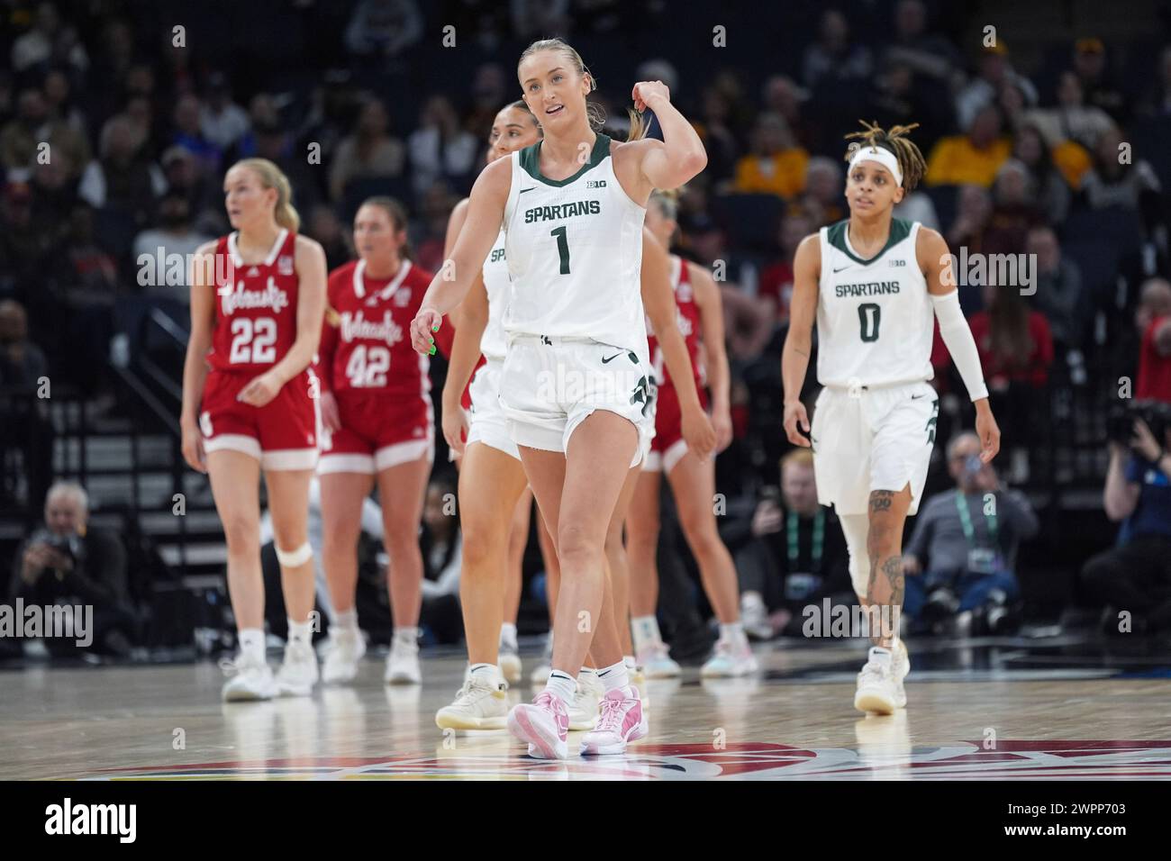 Michigan State guard Tory Ozment (1) walks down the court during the ...