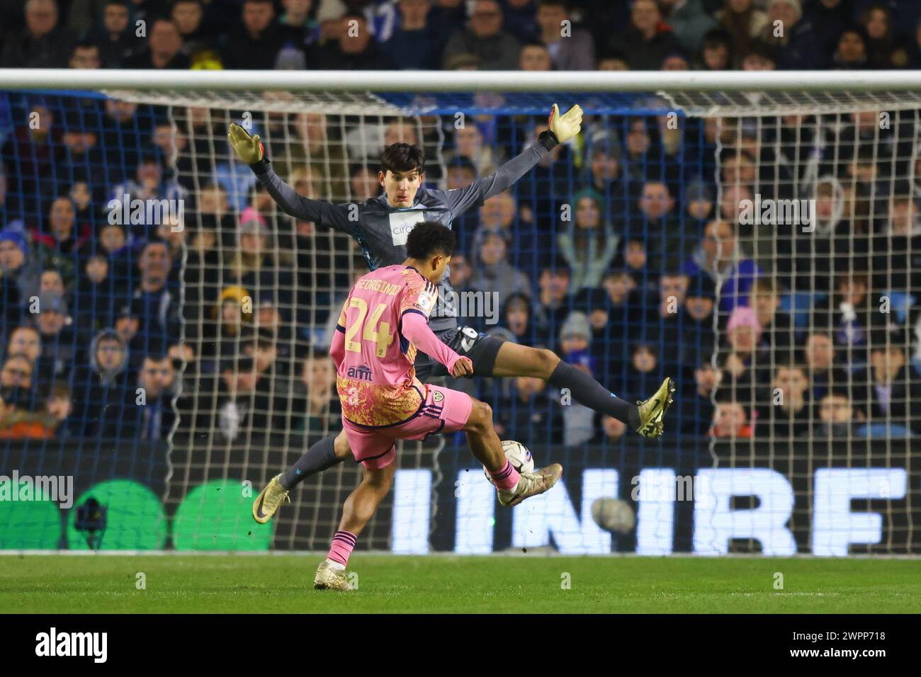 Sheffield, UK. 8th Mar, 2024. James Beadle of Sheffield Wednesday saves ...