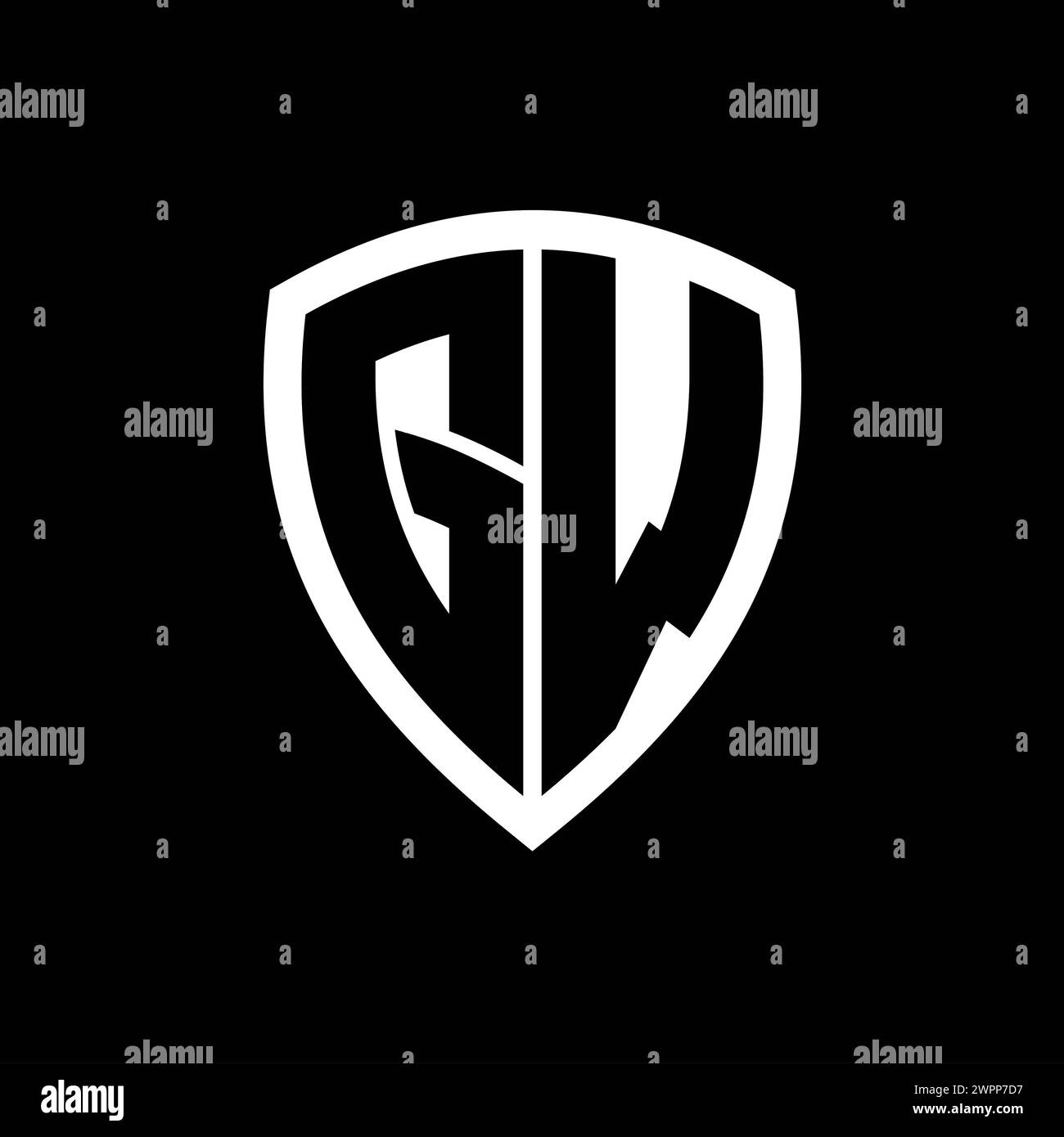 GW monogram logo with bold letters shield shape with black and white ...