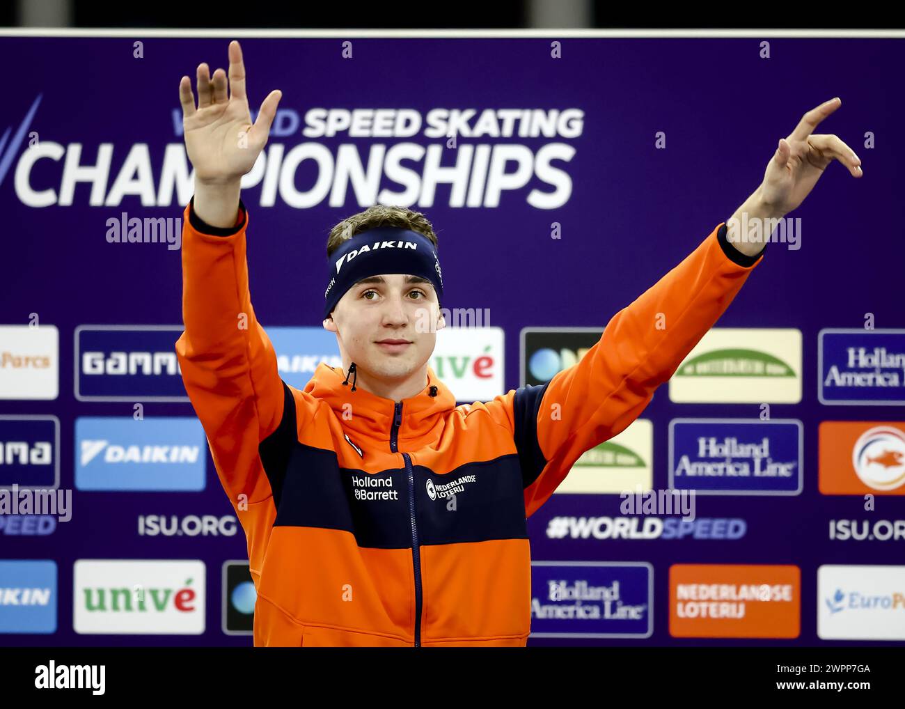 INZELL - Jenning De Boo (NED) on the podium after the World Sprint ...