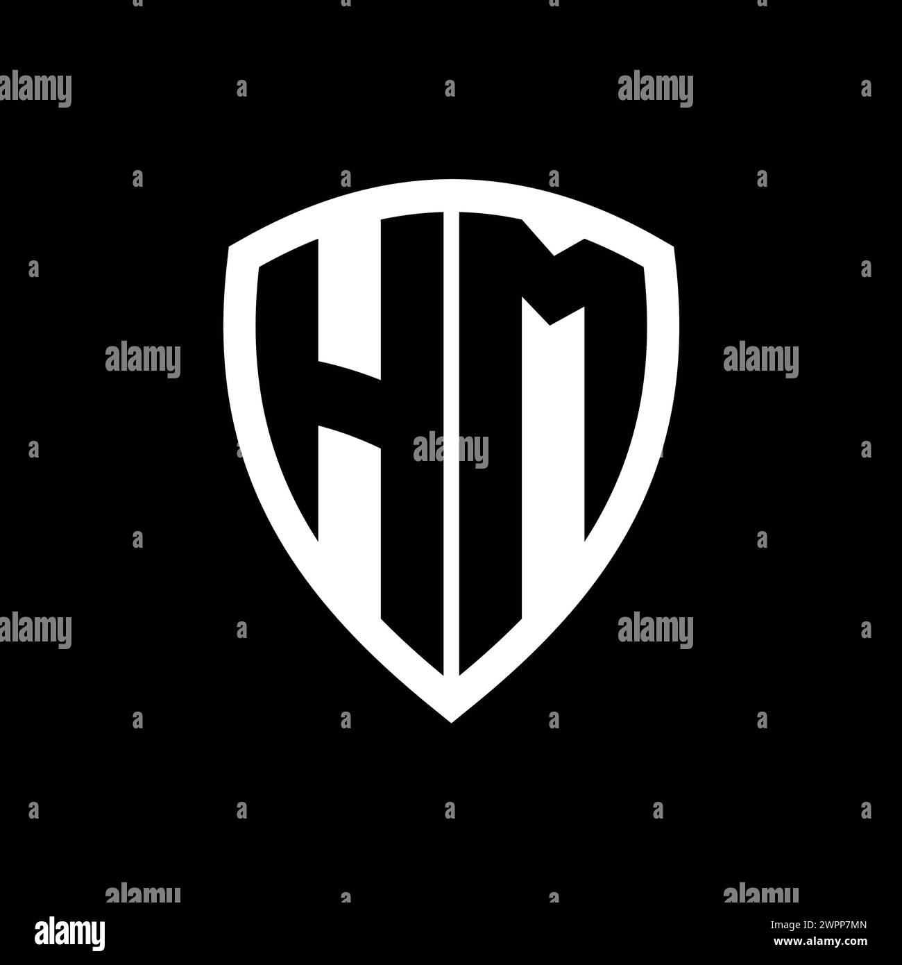 HM monogram logo with bold letters shield shape with black and white ... HM monogram logo with bold letters shield shape with black and white ...