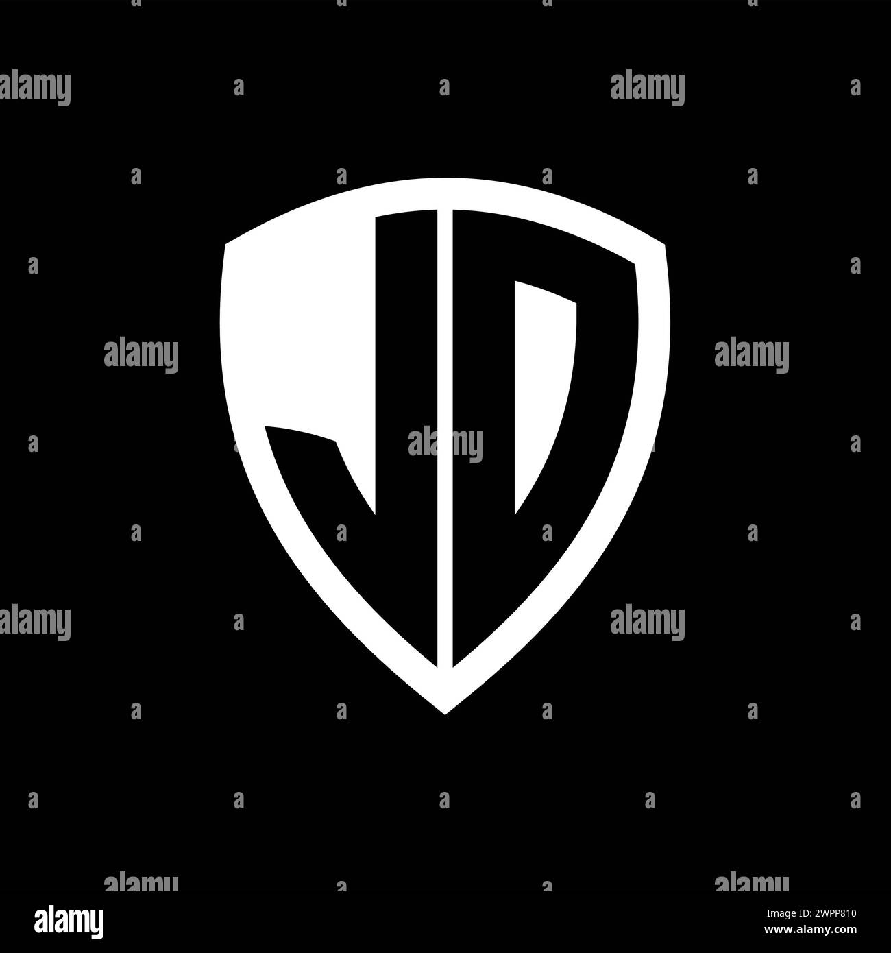 JD monogram logo with bold letters shield shape with black and white ...