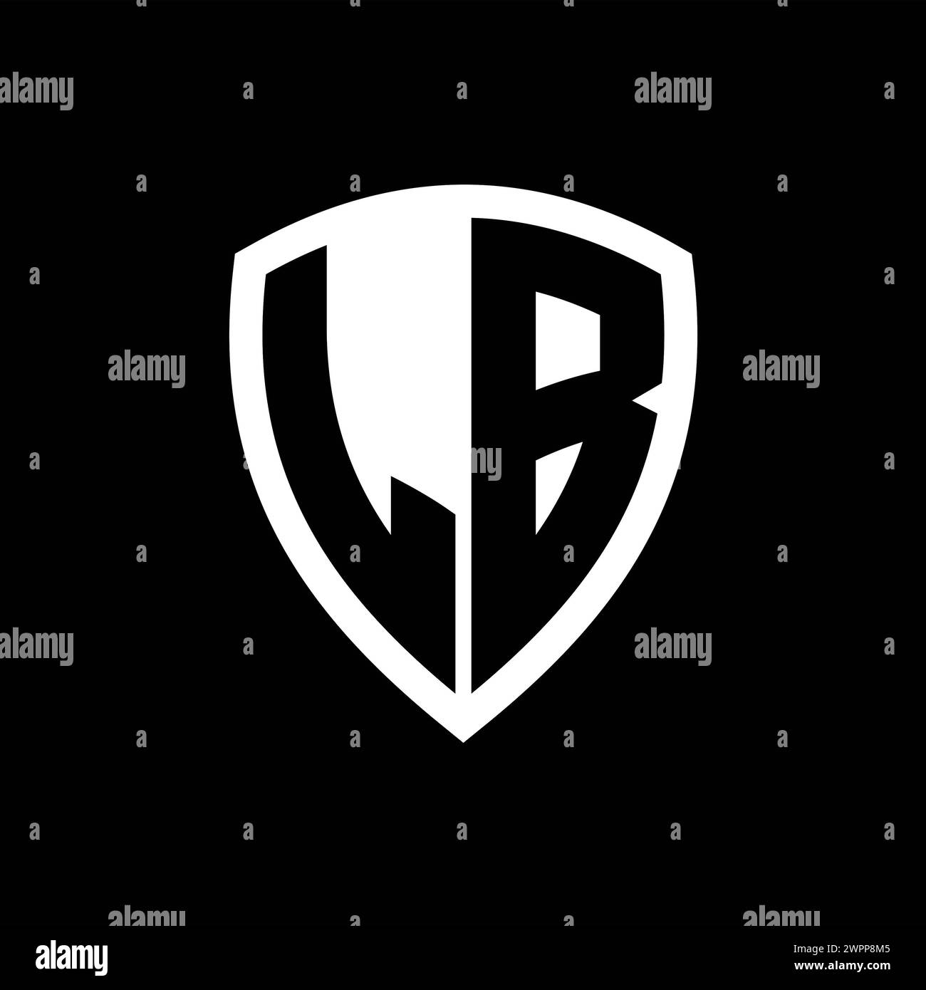 LB monogram logo with bold letters shield shape with black and white ...