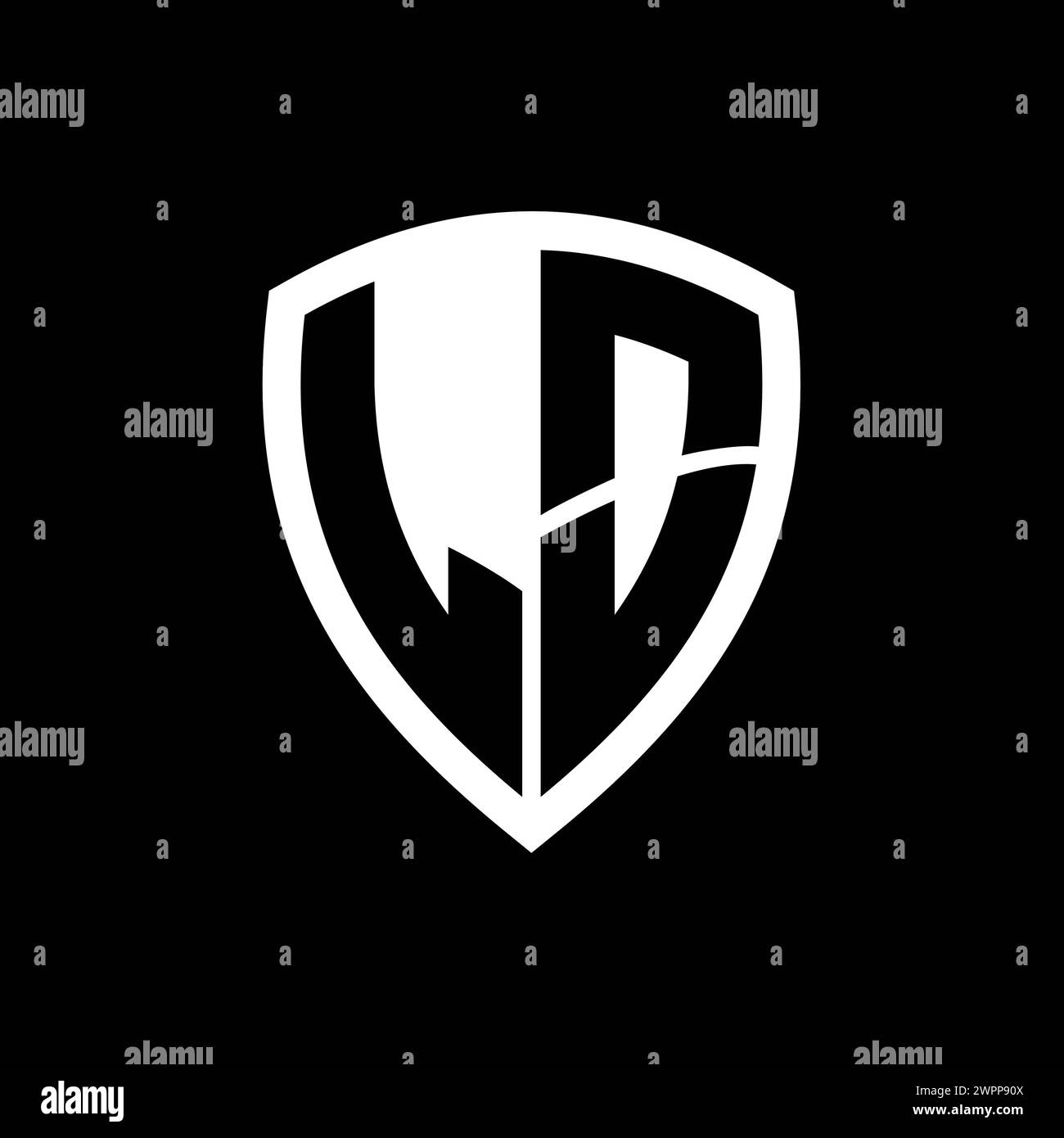LO monogram logo with bold letters shield shape with black and white color design template Stock ...