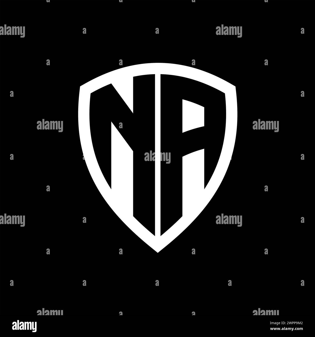 NA monogram logo with bold letters shield shape with black and white ...