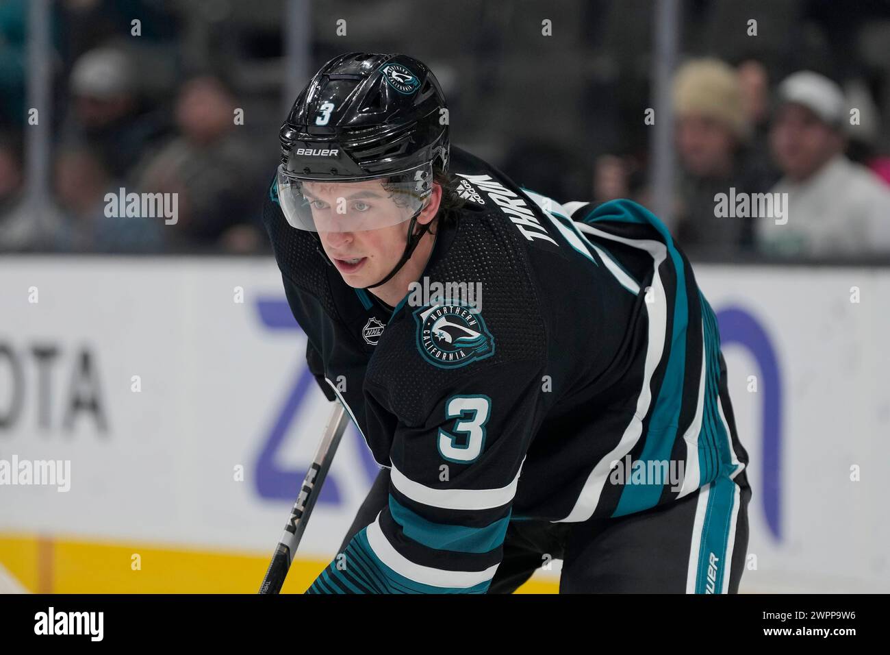 San Jose Sharks defenseman Henry Thrun during an NHL hockey game ...