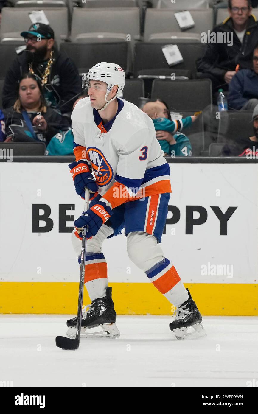 New York Islanders defenseman Adam Pelech during an NHL hockey game ...