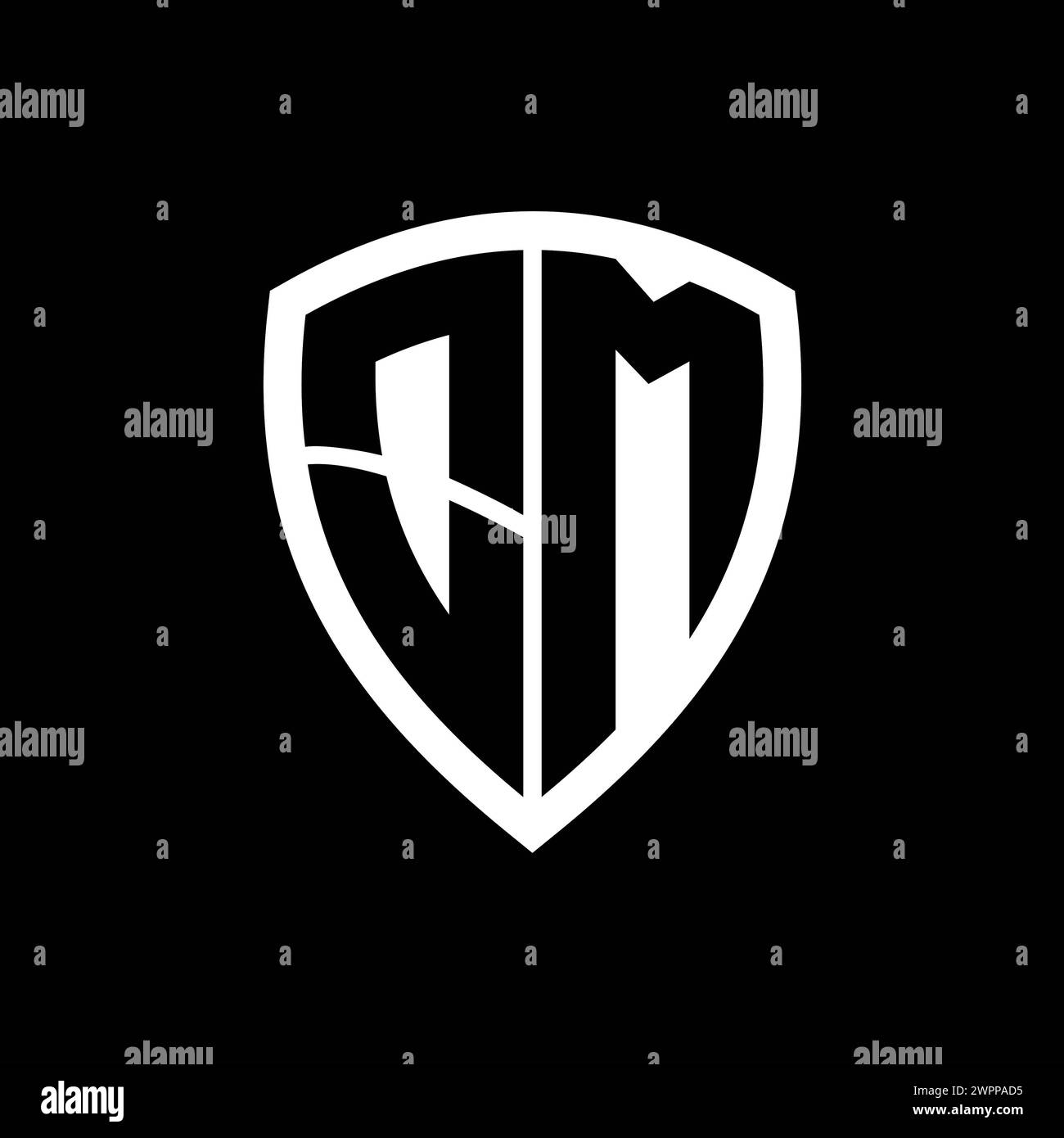 OM monogram logo with bold letters shield shape with black and white color design template Stock ...