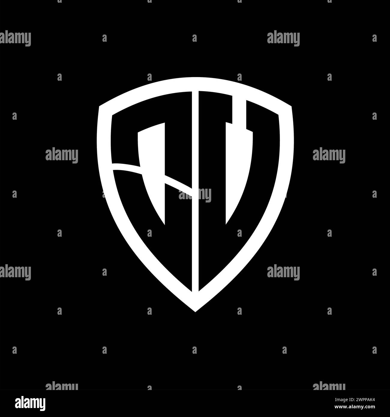 OV monogram logo with bold letters shield shape with black and white color design template Stock ...