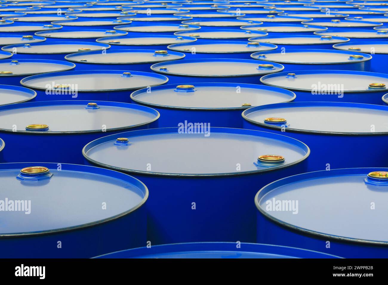 metal barrels of blue color Stock Photo - Alamy