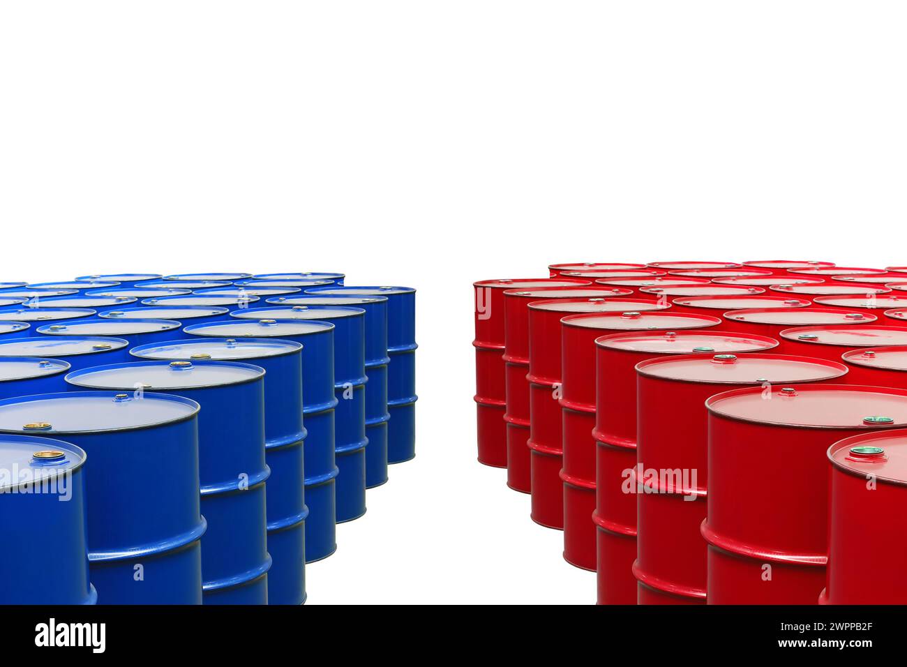 metal barrels of red and blue color Stock Photo - Alamy