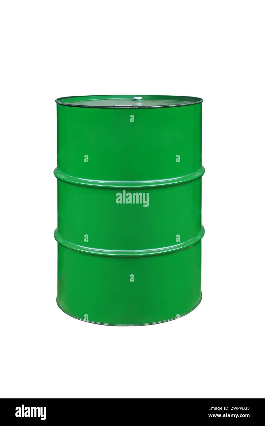 metal barrels of green color Stock Photo - Alamy