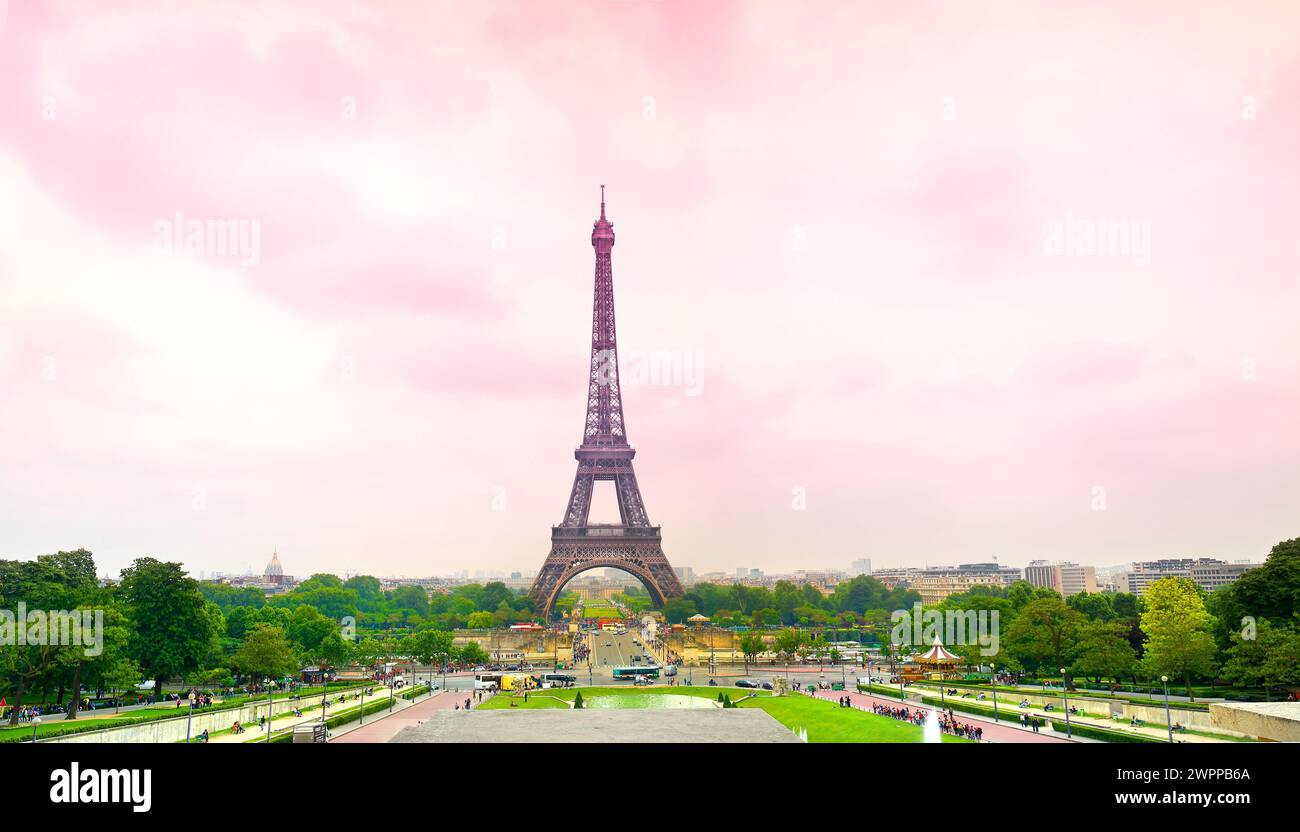 pink Eiffel Tower in Paris, France Stock Photo - Alamy