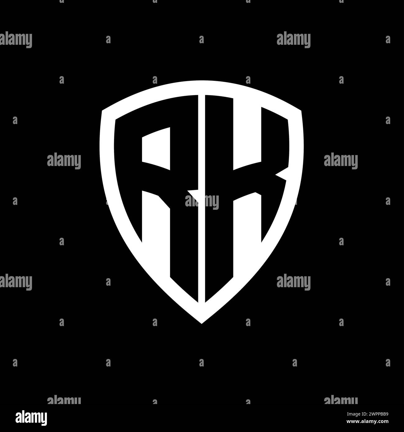 RK monogram logo with bold letters shield shape with black and white ...